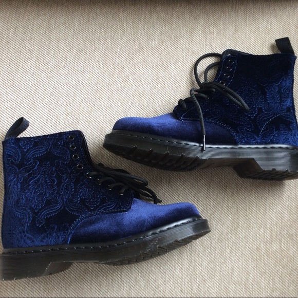 Dr. Martens | Shoes | New Dr Martens Blue Velvet Brocade Boots | Poshmark